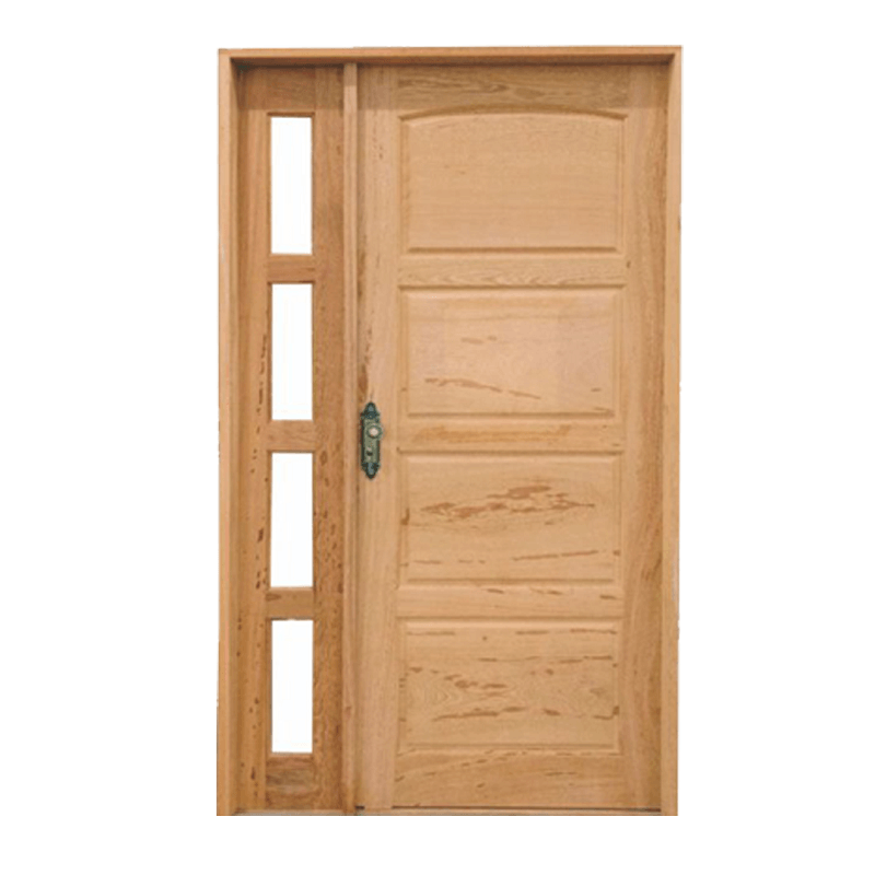 Porta de Madeira Angelim Externa Com Vitrô 115x210cm Kit Montada